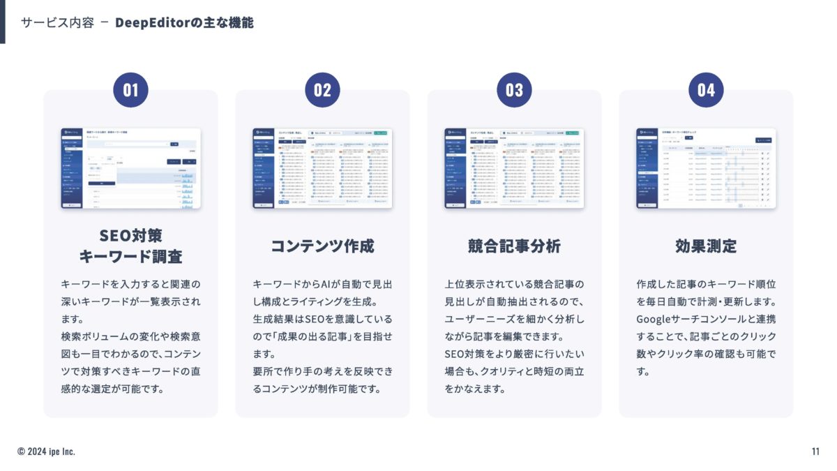 AIライティングツール「DeepEditor」サービス概要資料 | ipe